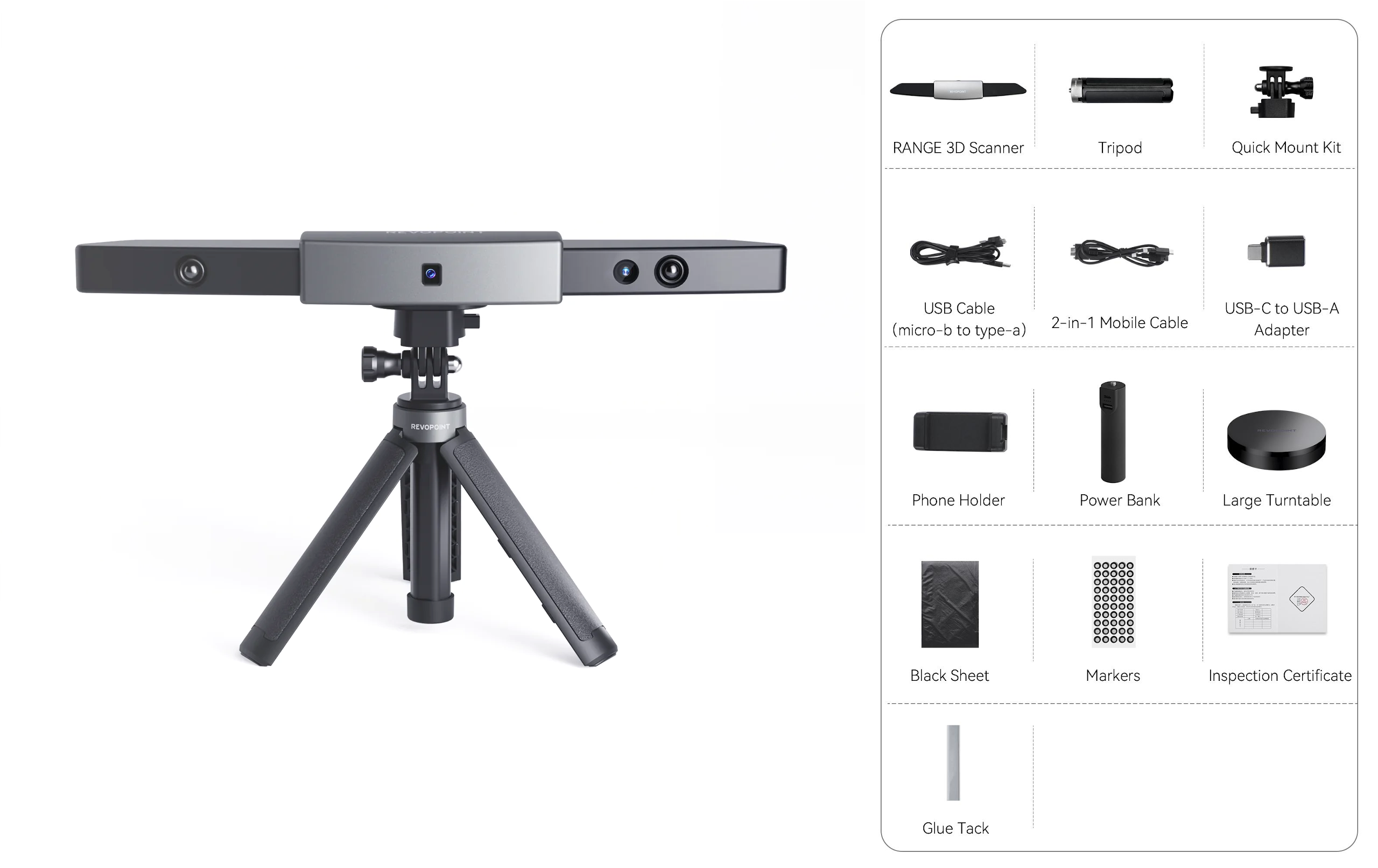 Revopoint Range 3D Scanner – Premium Package – 3D Lageret